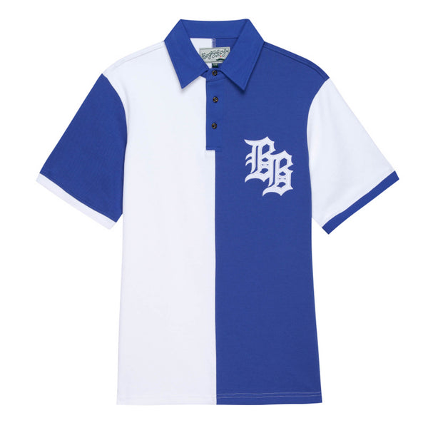 Old English BB Color Block Polo - Blue/White – Bogey Boys